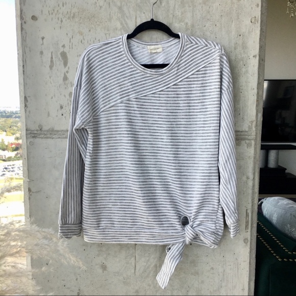 MELLODAY | Tops | Mello Day Assymetrical Striped Long Sleeve Top S ...